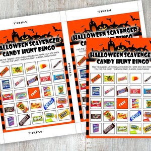 Halloween Scavenger Candy Hunt Bingo Game, Halloween Fun Party Games ...