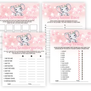 Pink Elephant Theme Baby Shower Game Bundle Pack Pink - Etsy
