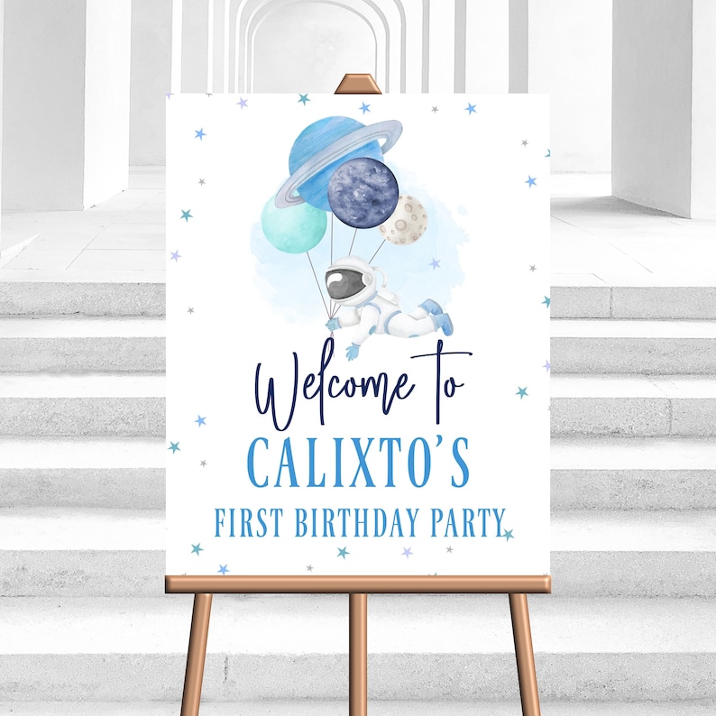 Editable Astronaut Welcome Sign Party Boy Outer Space Galaxy - Etsy