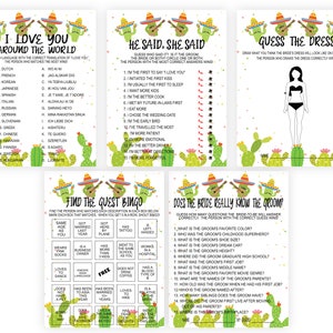 Fiesta Theme Bridal Shower Game Bundle Pack, Fiesta Cactus Bridal ...