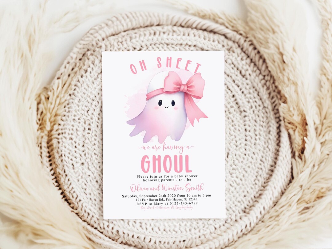 Editable Ghoul Ghost Baby Shower Invitation Halloween Ghost Baby Shower ...