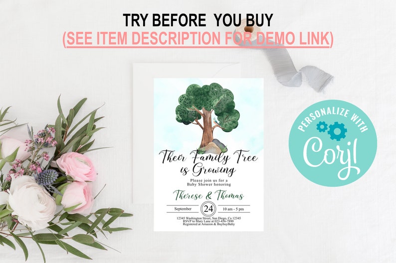 Editable Tree Baby Shower Invitation Tree Baby Shower Invite - Etsy