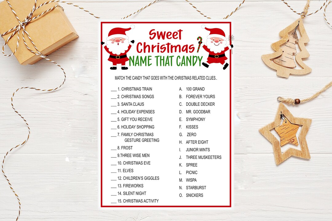 Christmas Candy Game Christmas Name That Candy Game Christmas - Etsy