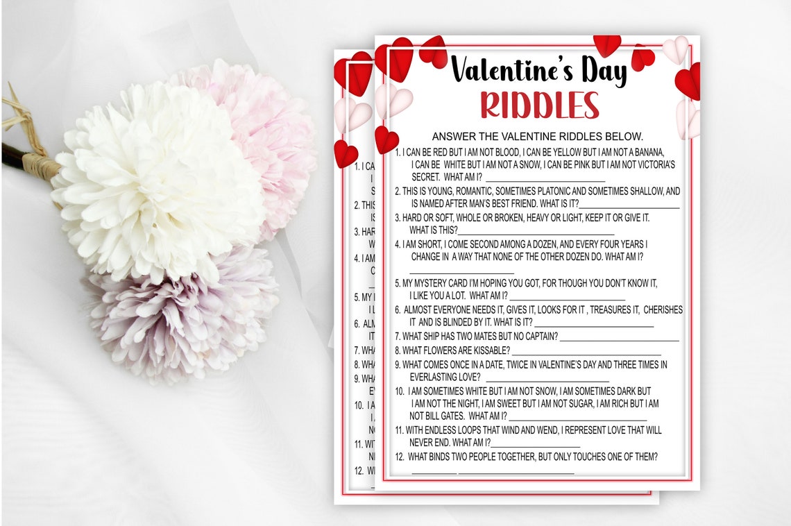 Valentine's Day Riddle Valentine's Day Game - Etsy UK