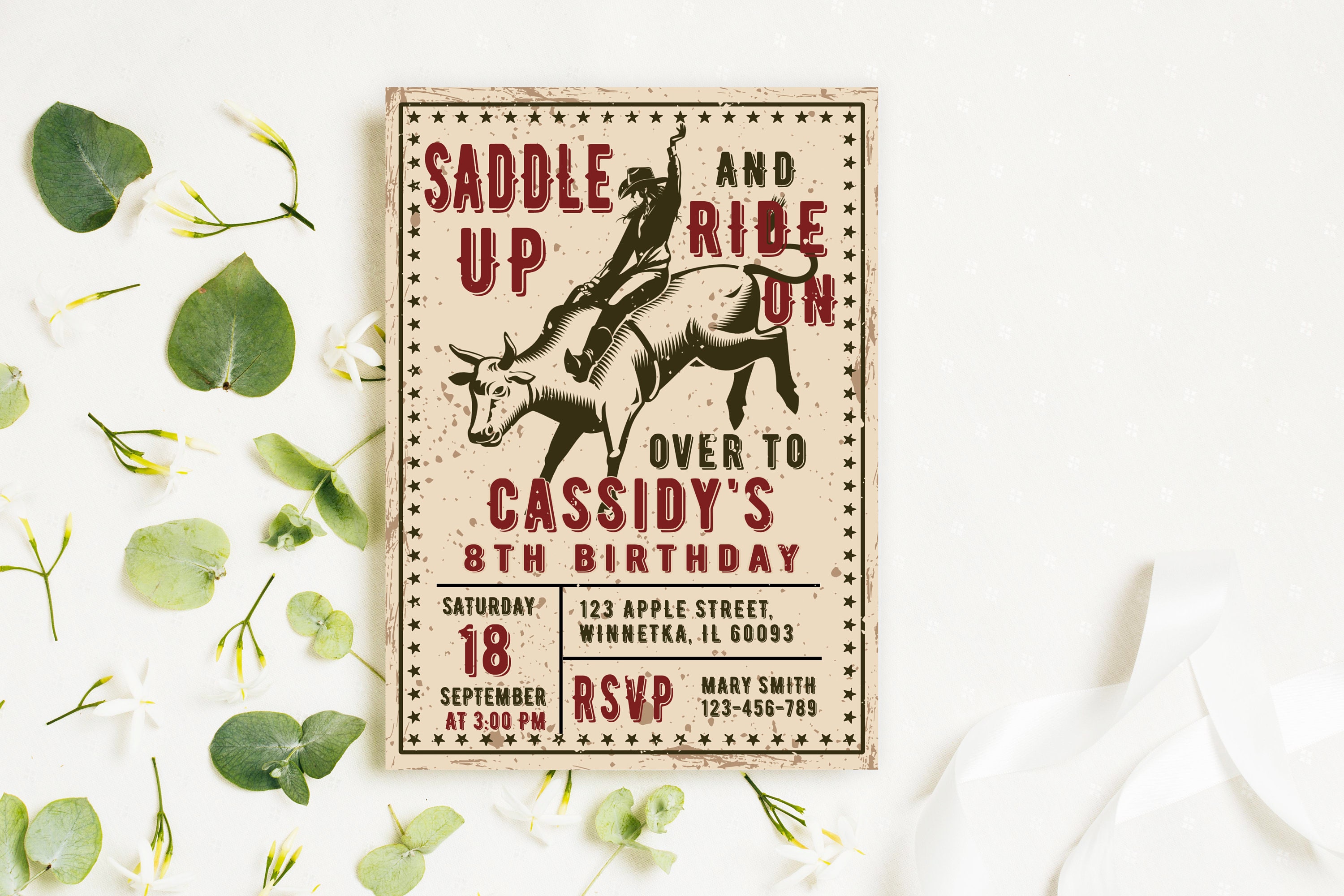 Editable Bull Riding Birthday Invitation Girl Western Birthday Party ...