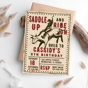 Editable Bull Riding Birthday Invitation Girl Western Birthday Party ...