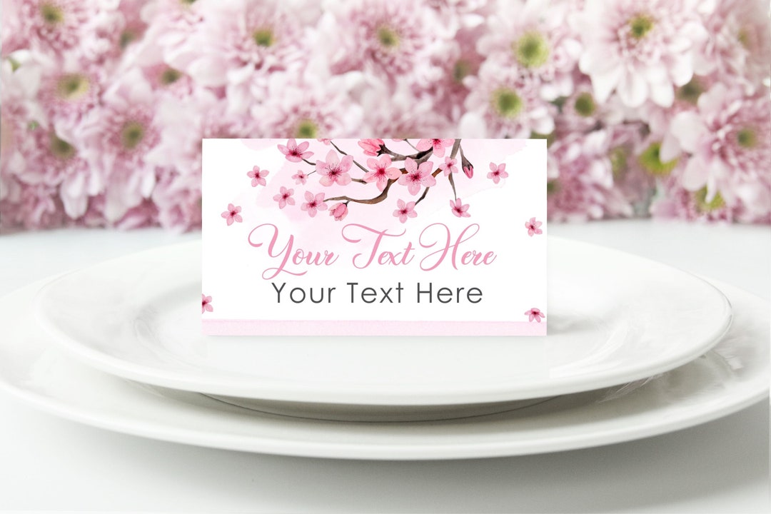 Editable Cherry Blossom Food Labels Food Card Table Tent Card Pink Girl ...