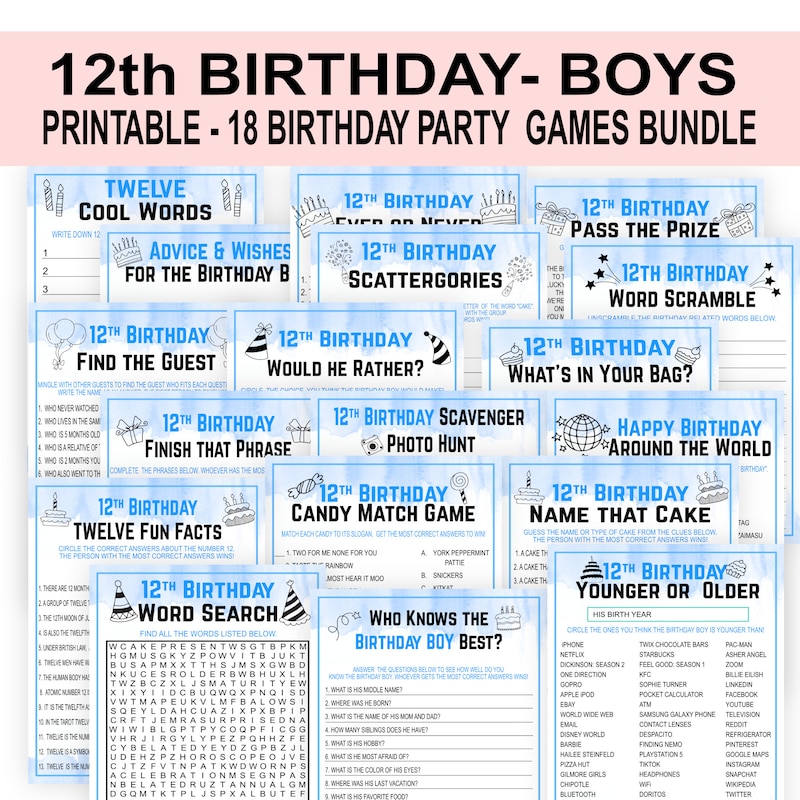 Birthday Party Games - Etsy