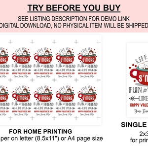 Editable Smores Fun Valentine Day Candy Gift Tag Printable - Etsy