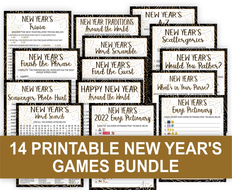New Years Eve Party Games Bundle Set New Years Game Pack New Years Eve ...