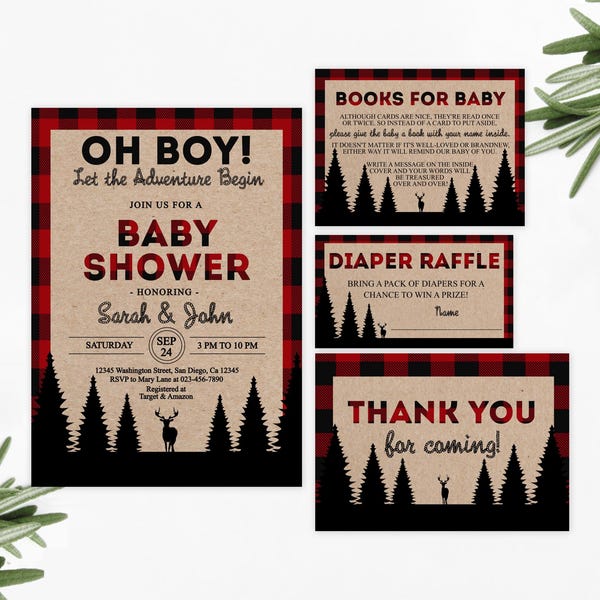 Buffalo Plaid Baby Shower Invitation - Etsy