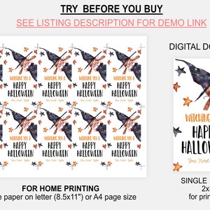 Editable Happy Halloween Gift Tag Witch Favor Tag Spooktacular Party ...