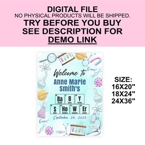 Editable Science Welcome Sign Party Decoration Blue Little Scientist ...