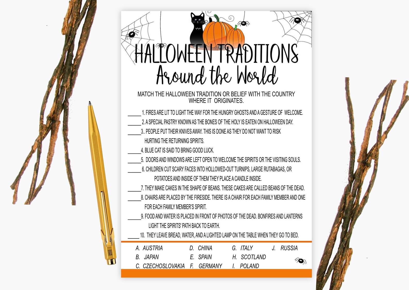 Halloween Traditions Around the World Halloween Party Game - Etsy