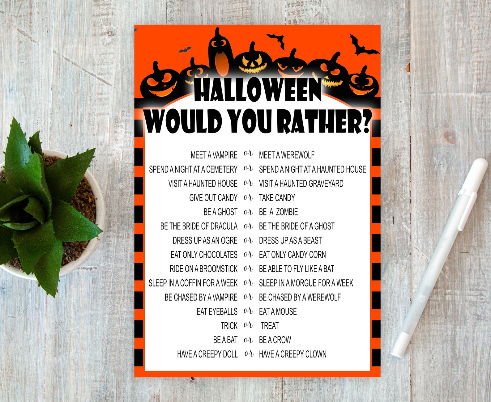 Halloween Would You Rather Game Halloween Would You Rather - Etsy
