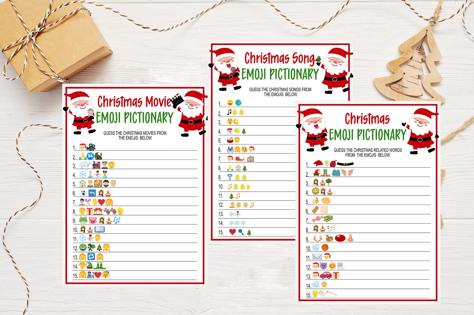 Christmas Emoji Pictionary Game Bundle PRINTABLE Christmas - Etsy