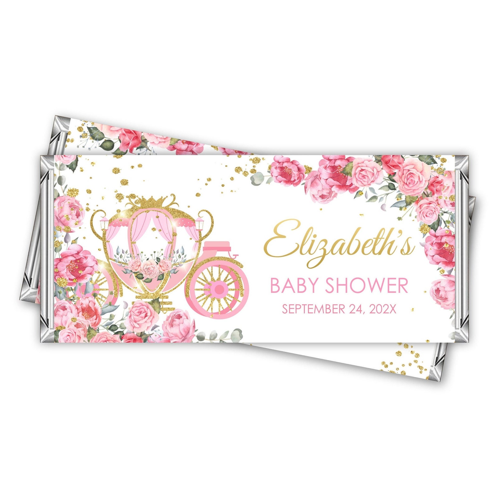 Editable Princess Carriage Baby Shower Candy Bar Wrapper Baby - Etsy