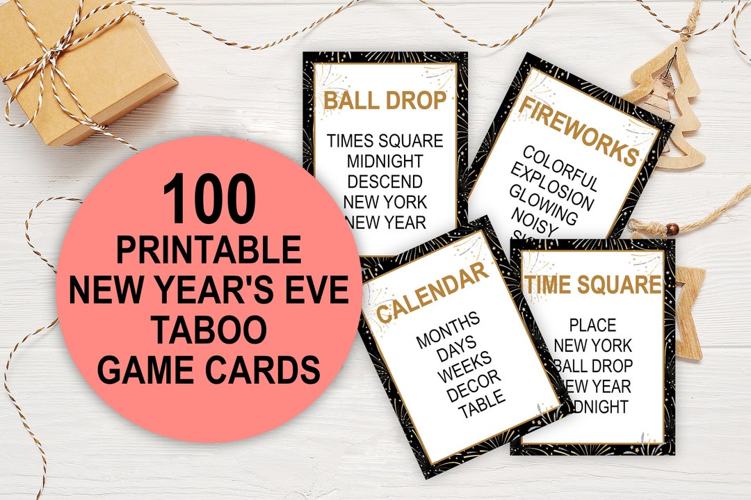 New Year's Eve Taboo Game, New Year Taboo Game Cards, Fun Taboo Games ...