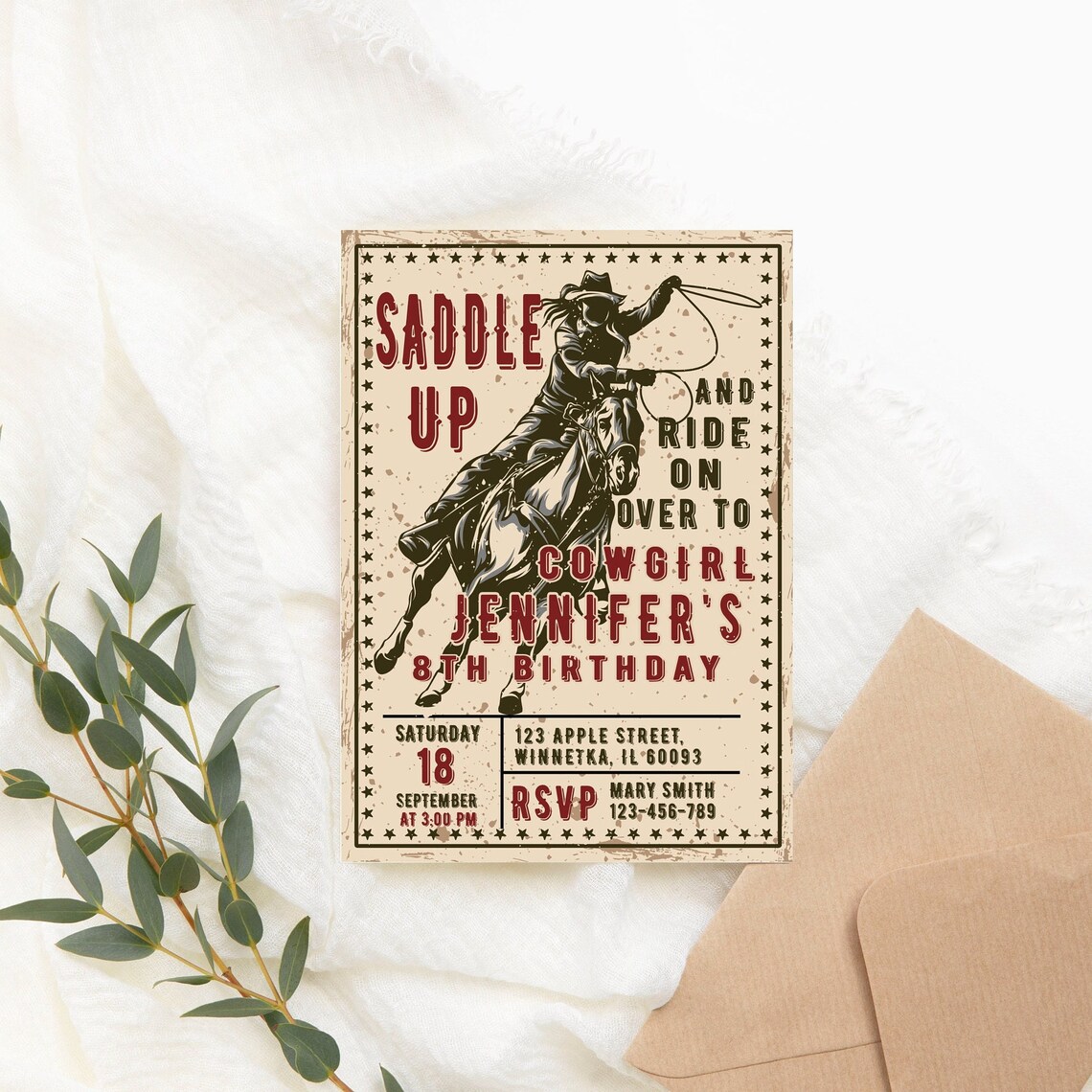 Editable Rodeo Girl Birthday Invitation Rodeo Rustic Birthday ...