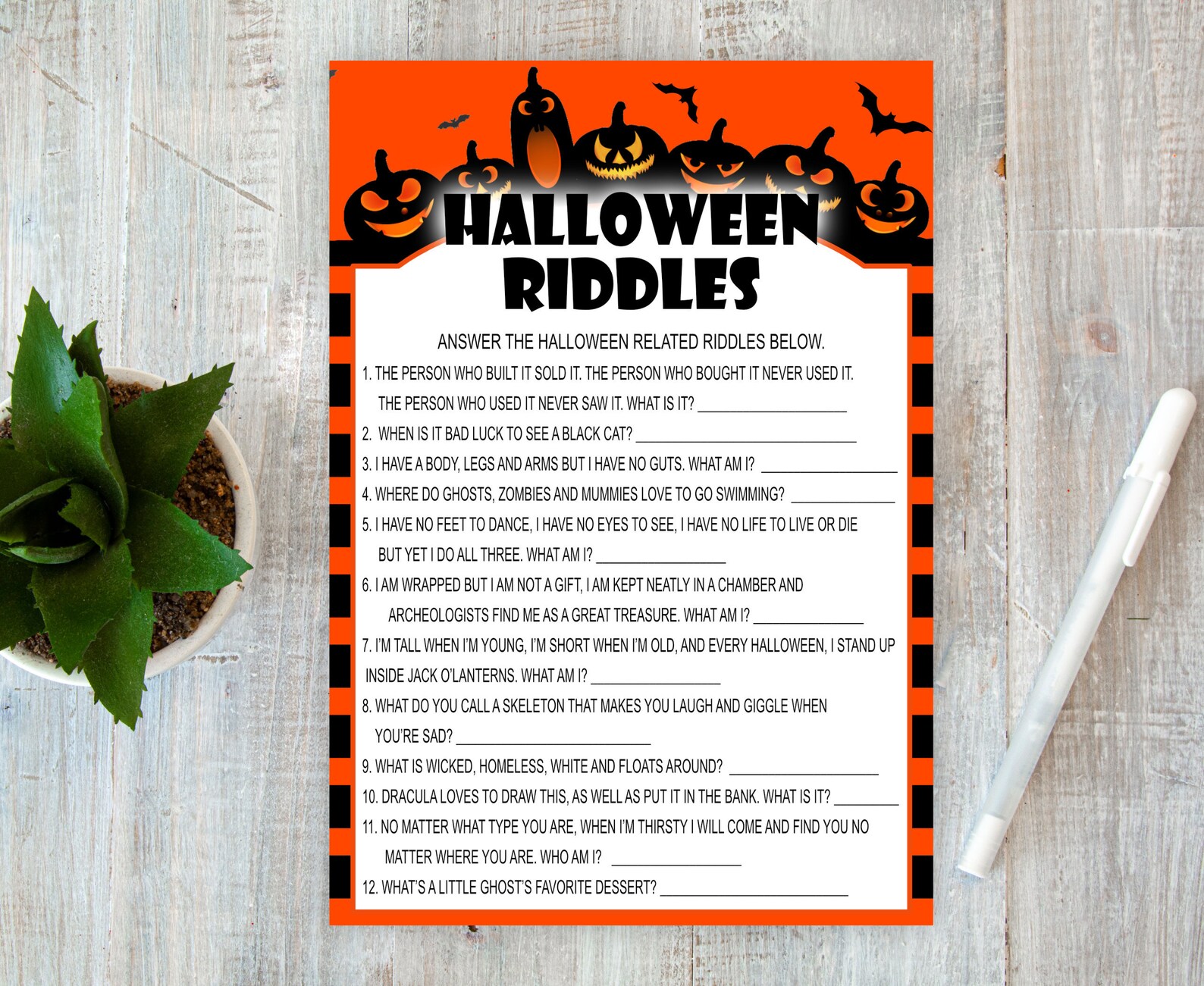 Halloween Riddles Halloween Party Game Halloween Fun Party - Etsy