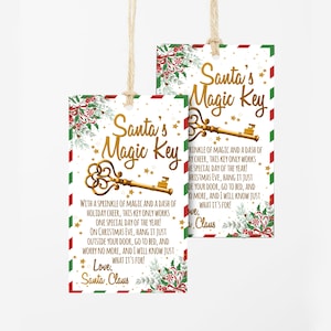 Editable Santa Magic Key Tag DIY Christmas Eve Box No Chimney Holiday ...