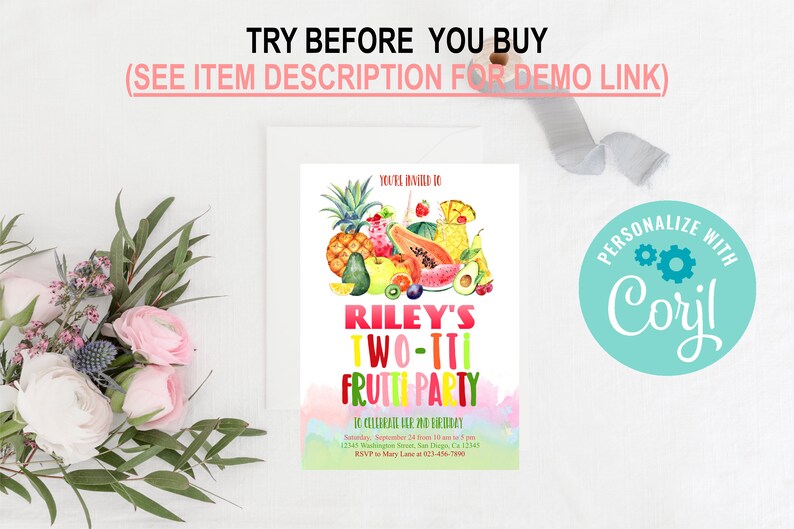Editable Fruits Birthday Invitation Fruit Birthday Invite | Etsy