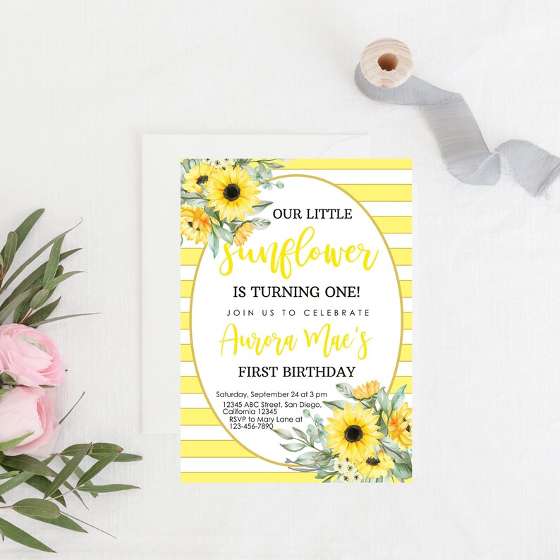Editable Sunflower Birthday Invitation Sunflower Birthday | Etsy