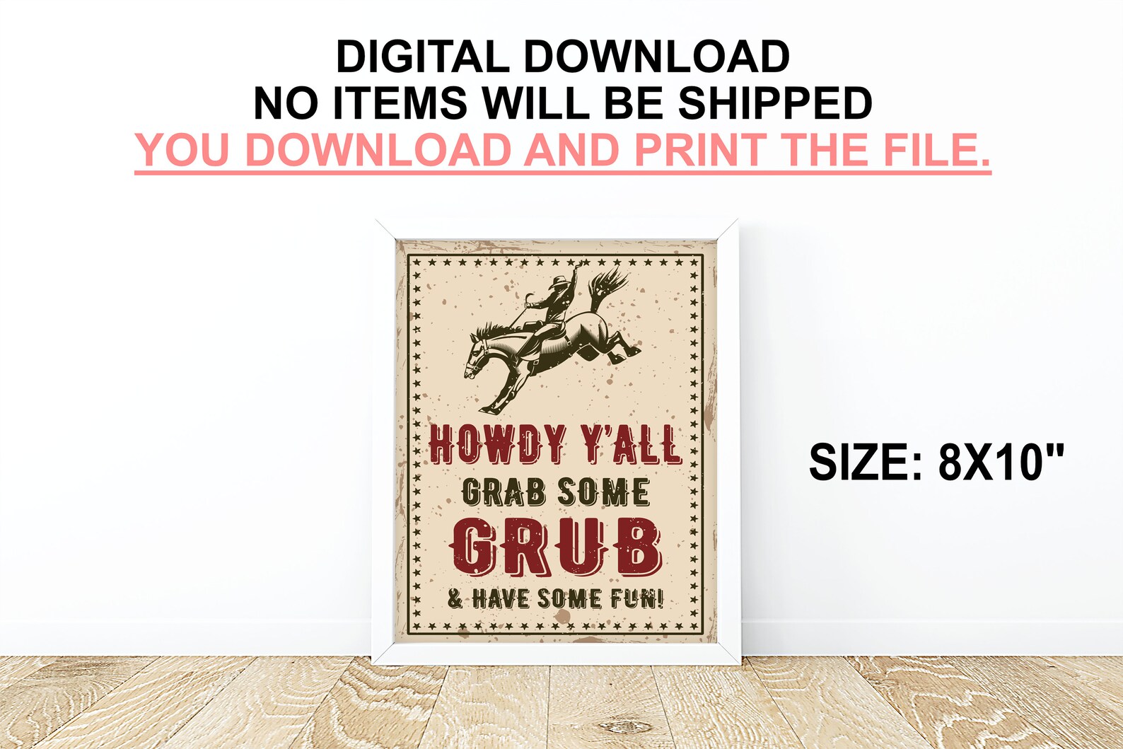 Rodeo Grab Some Grub Sign Food Table Decor Birthday Party Sign Baby ...