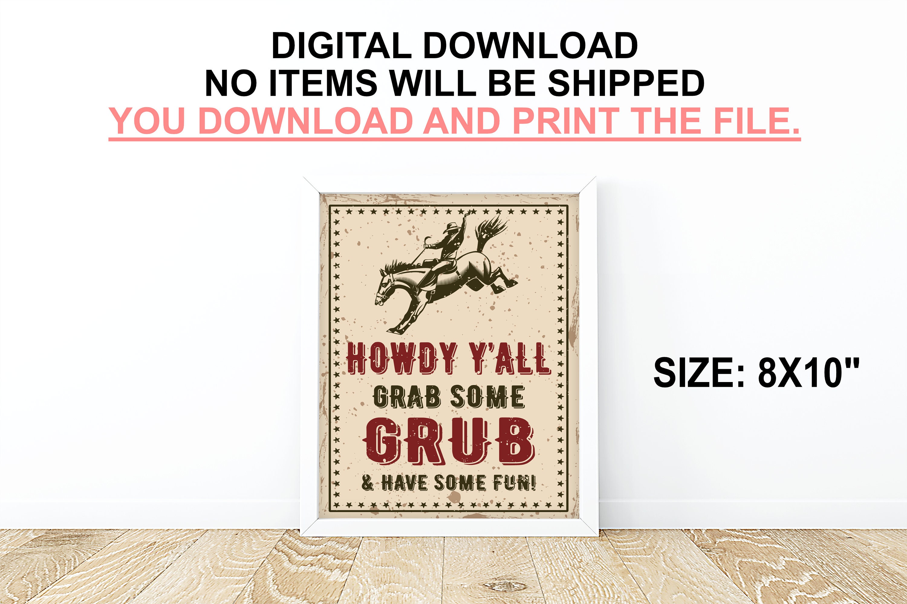 Rodeo Grab Some Grub Sign Food Table Decor Birthday Party Sign Baby ...