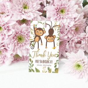 Editable Monkey Thank You Tag Monkey Birthday Thank You Favor Tag Gift ...