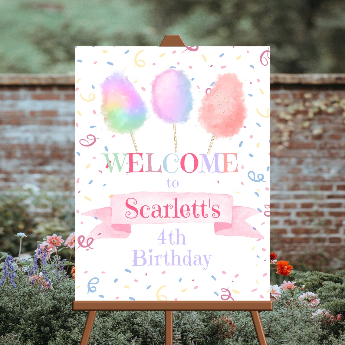 Editable Cotton Candy Welcome Sign Party Cotton Candy Birthday Party ...
