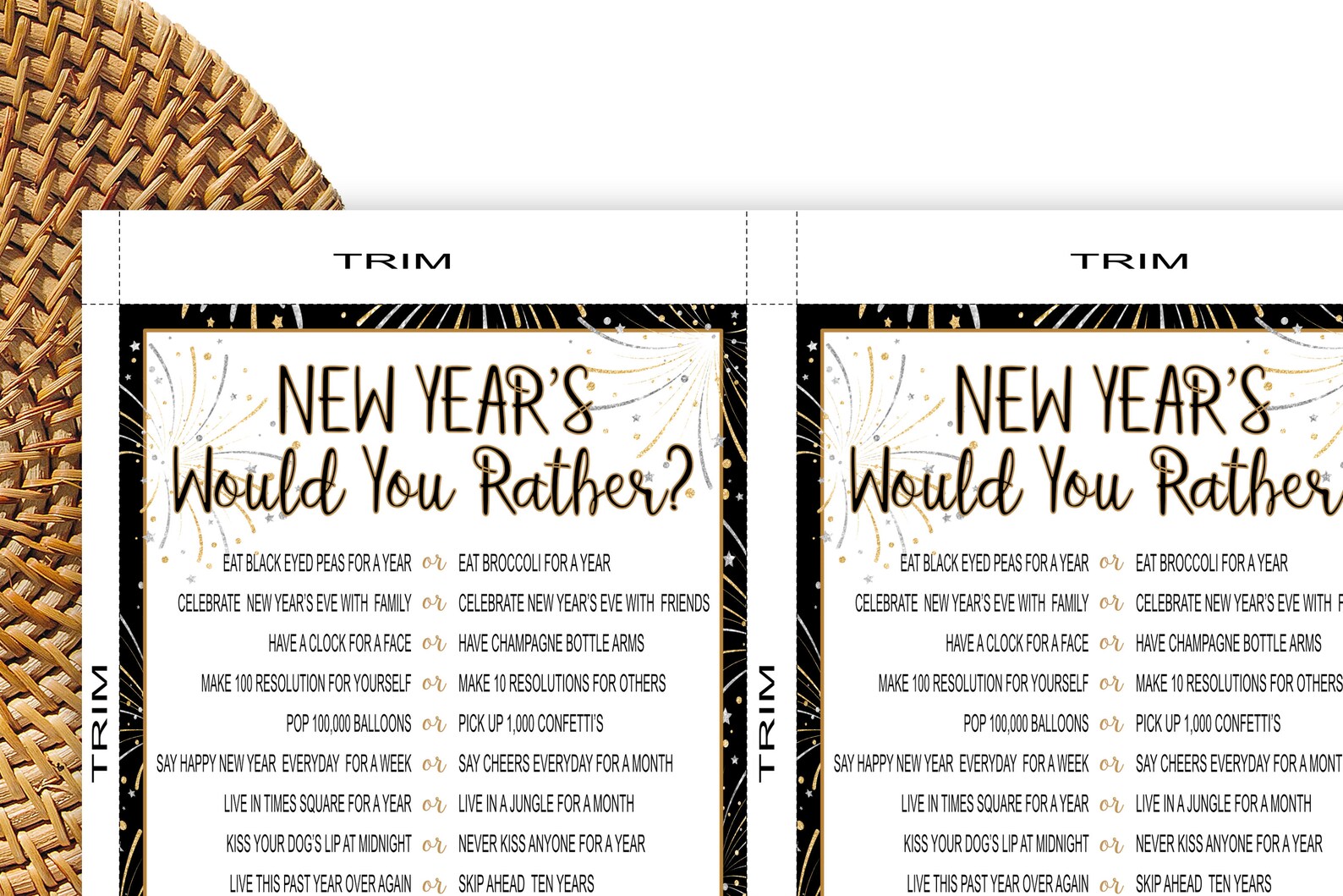 New Year's Eve Would You Rather Game New Year's Eve - Etsy