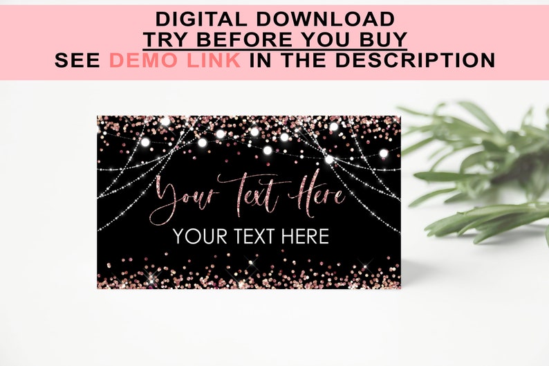 Editable Rose Gold Glitter Black Food Labels Tent Card Food - Etsy