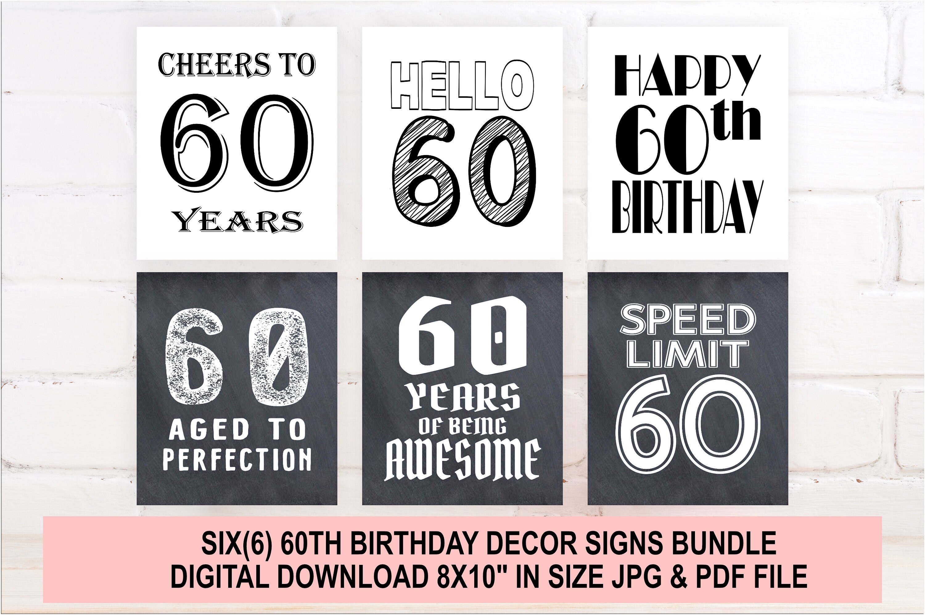 60th Birthday Signs Bundle Birthday Party Decorations 60th - Etsy