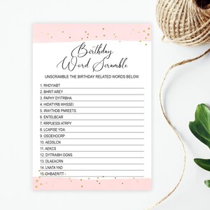 Birthday Word Scramble Game, Printable Birthday Game, Slumber Party ...