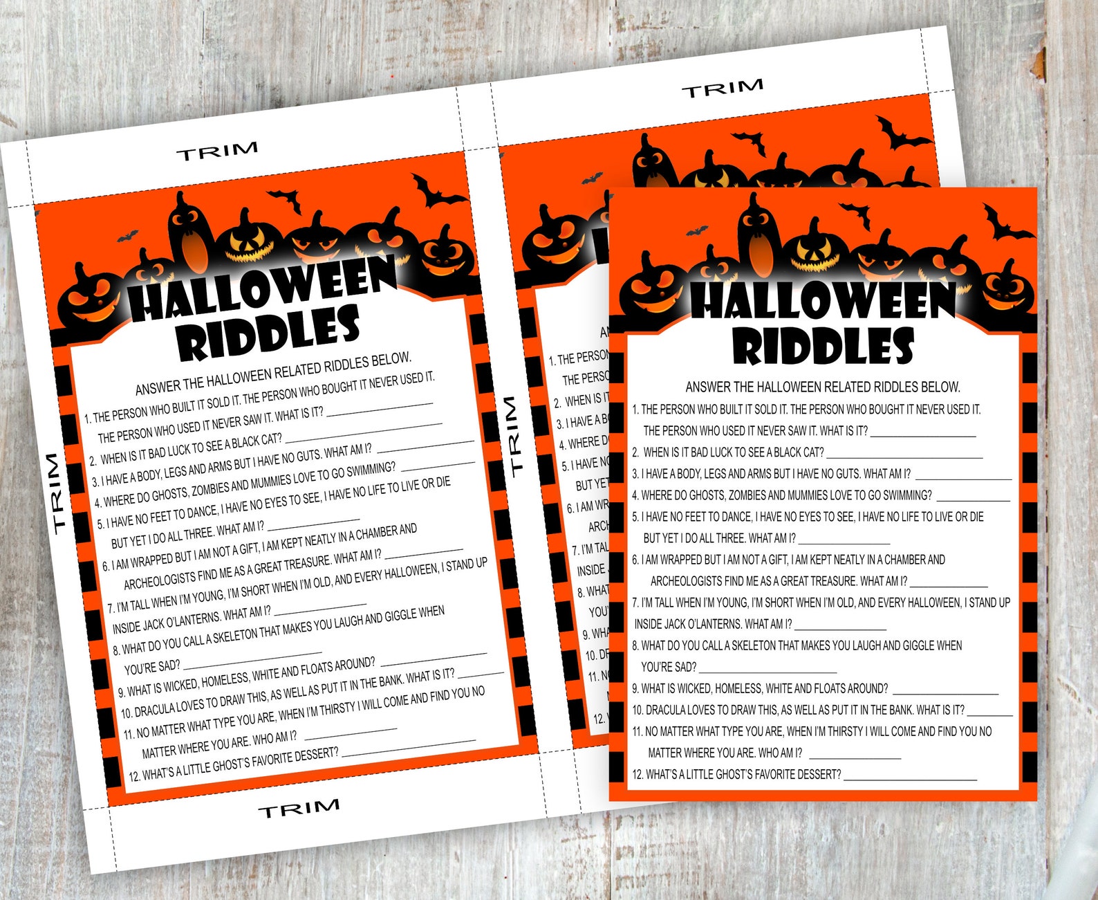 Halloween Riddles Halloween Party Game Halloween Fun Party | Etsy