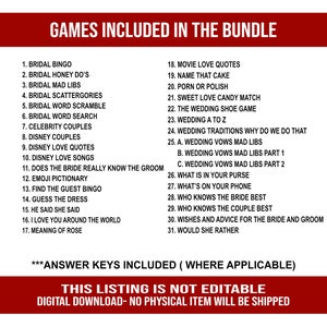 Bridal Shower Games, Bundle Pack, Red Rose Theme, Red Rose Bridal ...