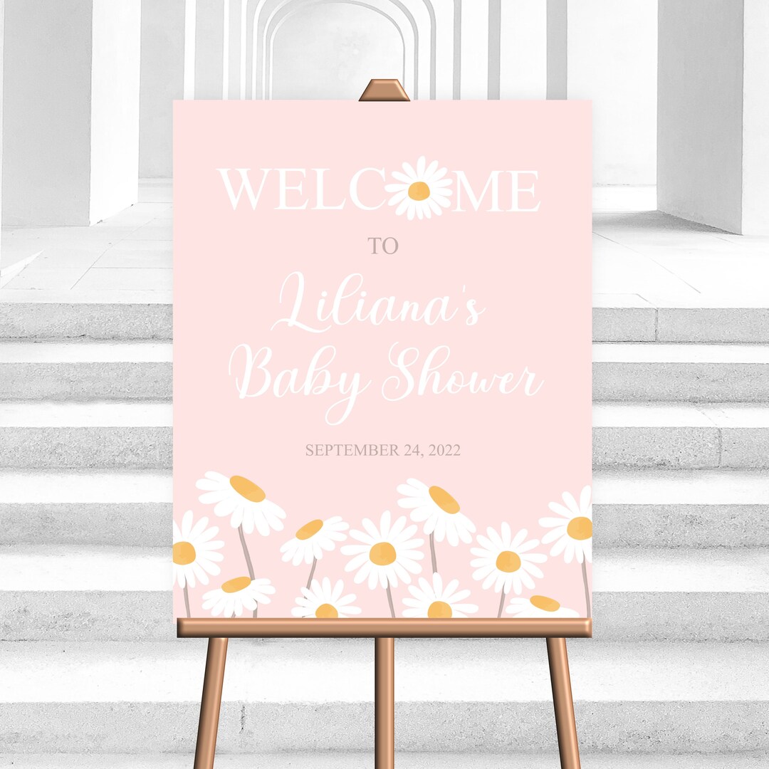 Editable Daisy Welcome Sign Party Daisy Boho Cute Baby Shower Welcome ...