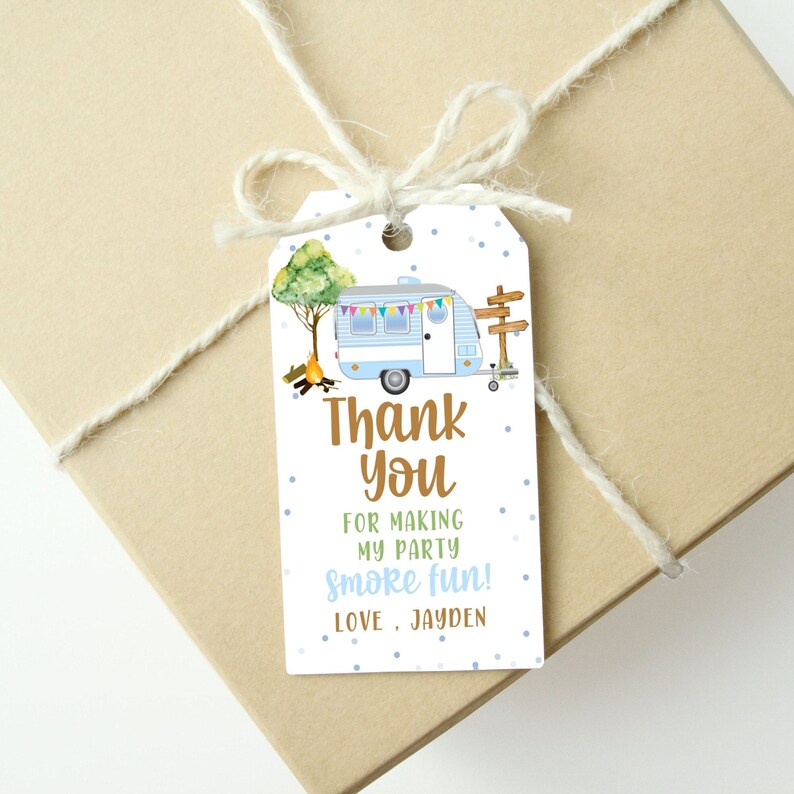 Editable Camper Thank You Tag Thank You Blue Camper Smore Fun - Etsy