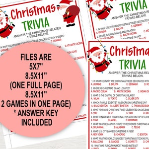 Christmas Trivia Game Fun Christmas Trivia Party Game Christmas ...