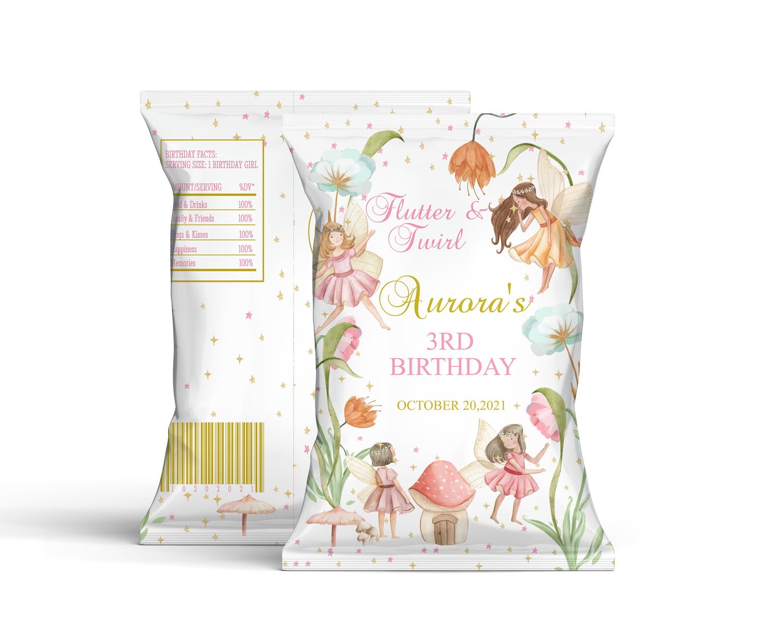 Editable Fairy Birthday Party Chip Bag Chip Bag Favor PRINTABLE Fairy ...