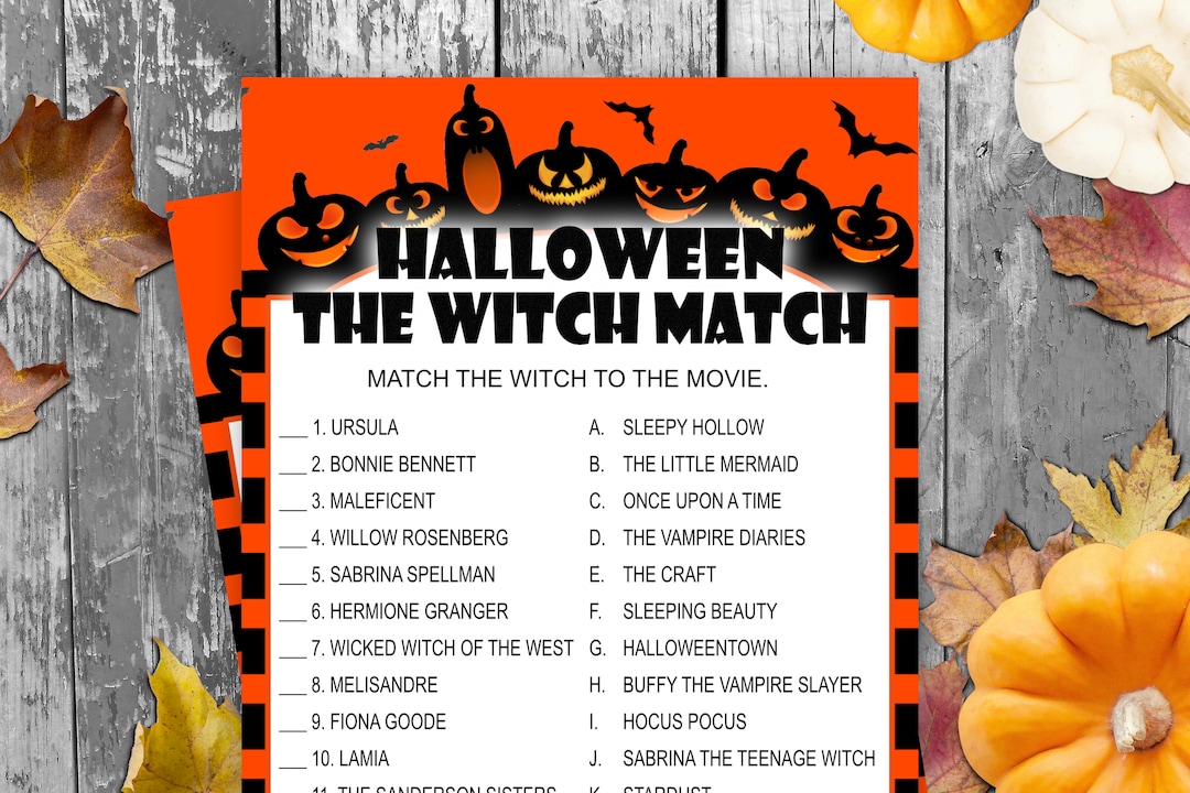 Halloween the Witch Game, Witch Matching Game, Match the Witch ...