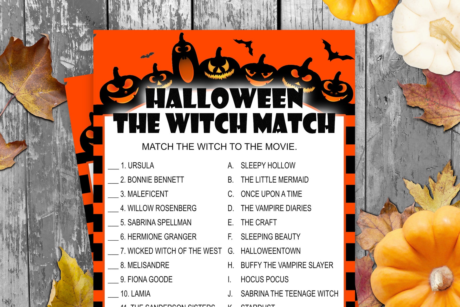 Halloween the Witch Game Witch Matching Game Match the Witch - Etsy