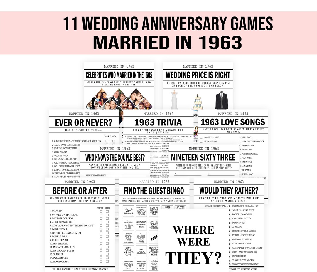 63rd Anniversary Games: 1963 Trivia Party Bundle (digital Download) - Etsy