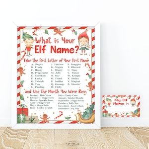Elf Name Board Sign What is Your Elf Name Card Christmas Party Red ...