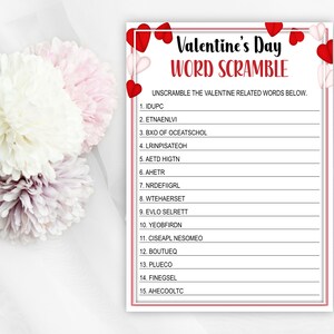 Valentine's Day Word Scramble Game, Printable, Valentine's Day Game ...