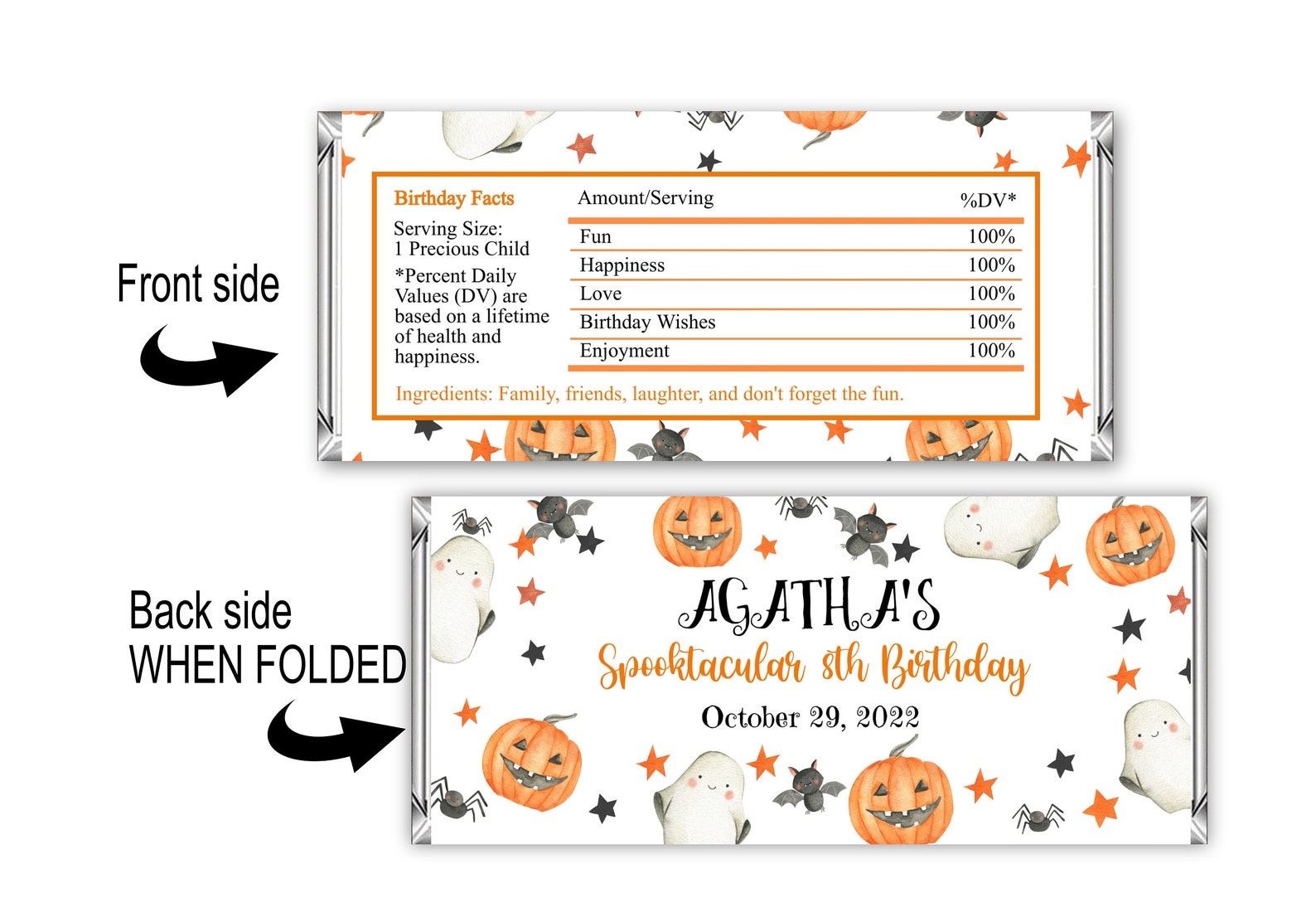 Editable Halloween Candy Bar Wrapper Label Favors Spooktacular - Etsy