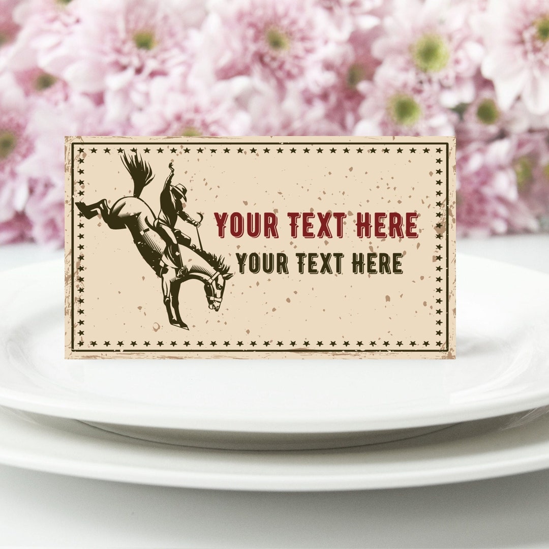 Editable Rodeo Food Labels Tent Card Food Card Table Tent Card Rodeo ...