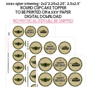 Camo Cupcake Topper Favor Tags Birthday Party Decor PRINTABLE Military ...