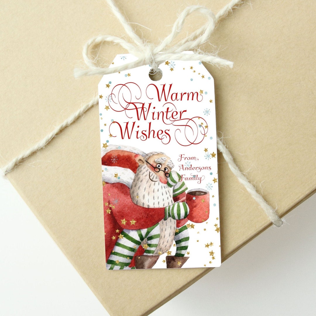 Editable Christmas Gift Tag Warm Winter Wishes Favor Tags - Etsy